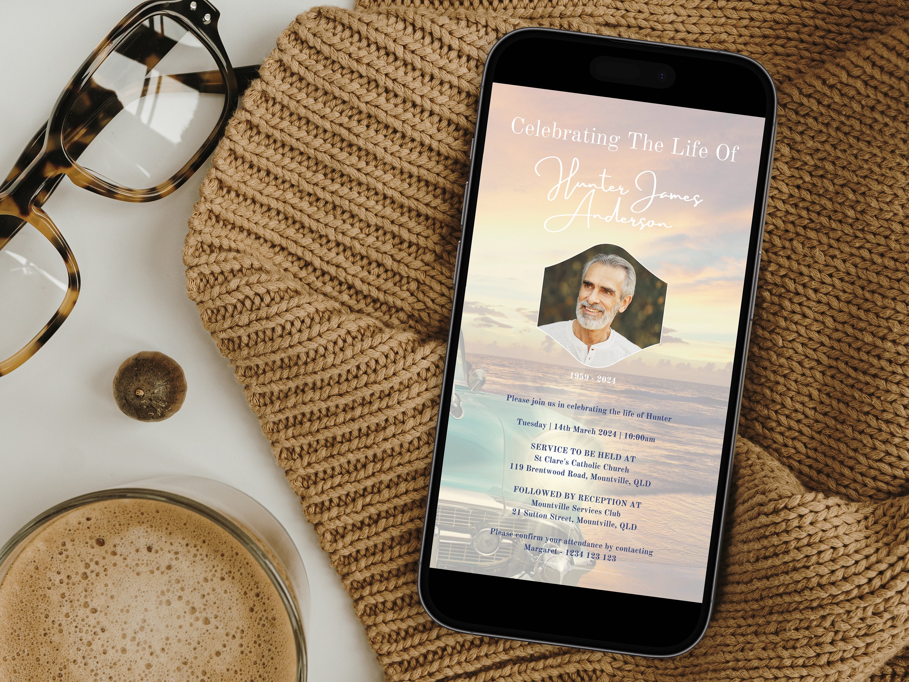 Chevrolet Sunset Funeral Invitation Template, Car Theme Memorial ...