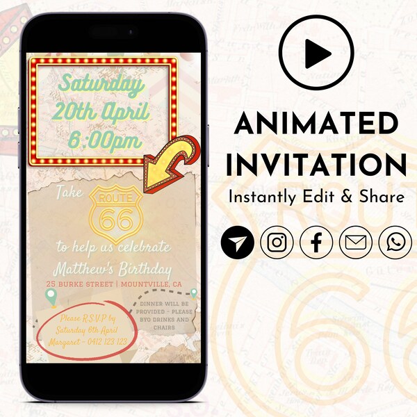 Route 66 Invitation - Etsy