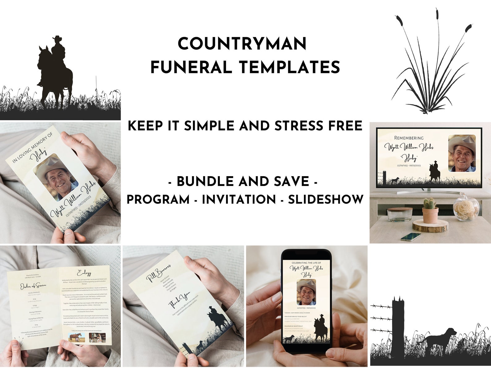 Funeral Bundle Country & Western, Memorial Service Template ...