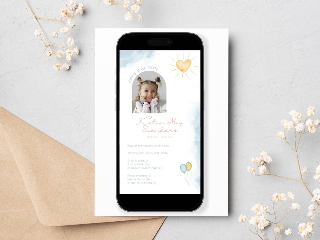 Children's Funeral Invitation Template, Memorial Service Invite Baby ...