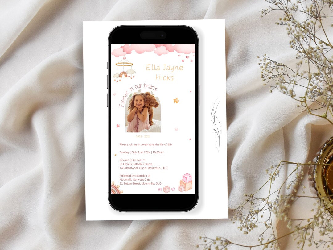 Children's Funeral Invitation Template, Memorial Service Invite Baby ...