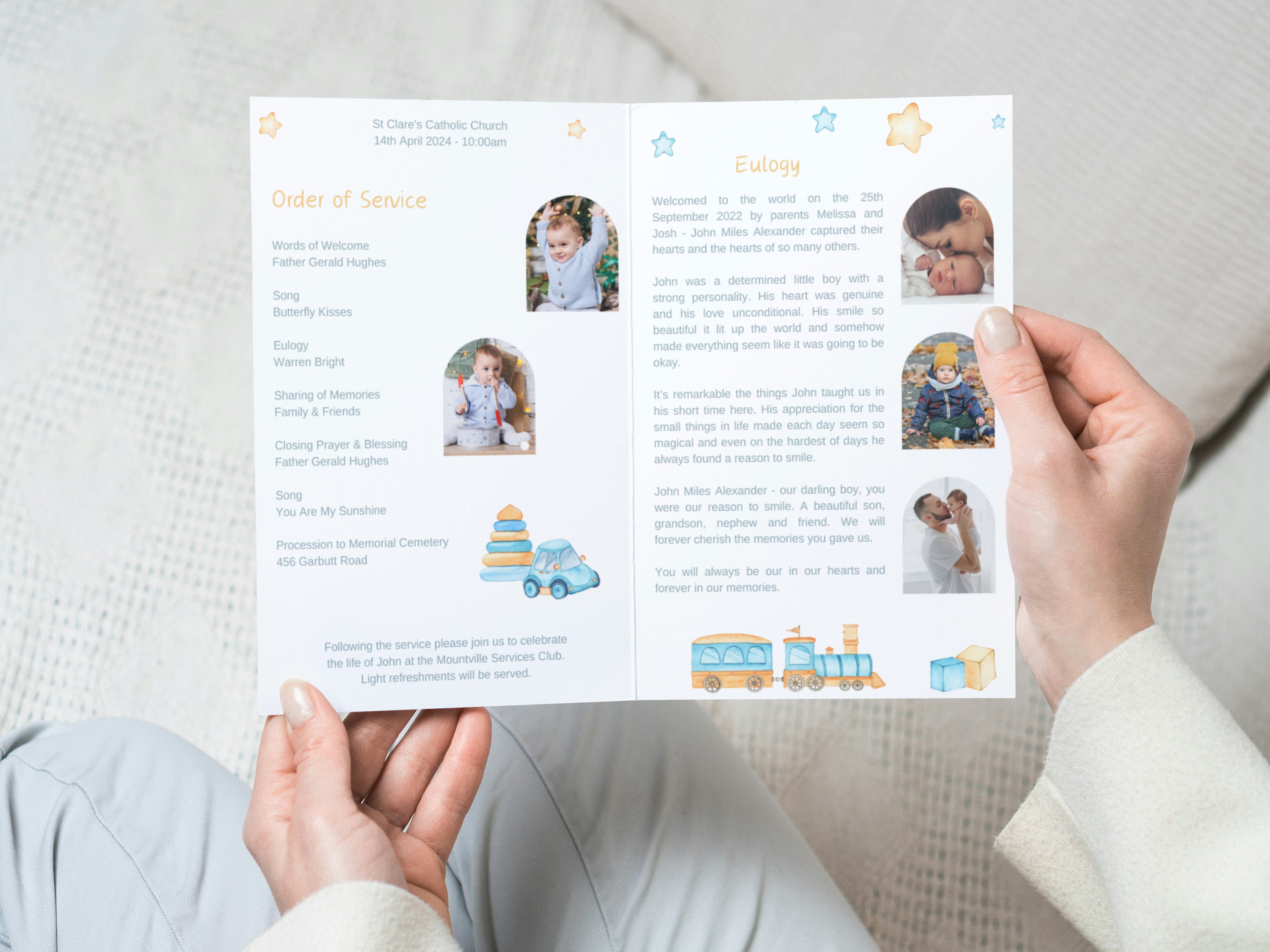 Kids Funeral Program, Child Memorial Service, Printable Order of ...