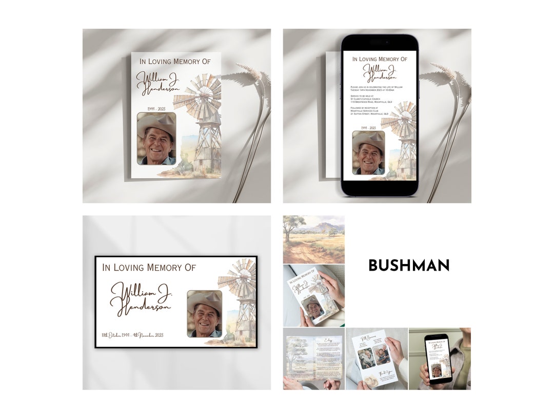 Country & Western Funeral Bundle, Cowboy Memorial Service Template ...