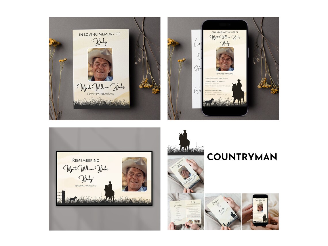 Funeral Bundle Country & Western, Memorial Service Template ...