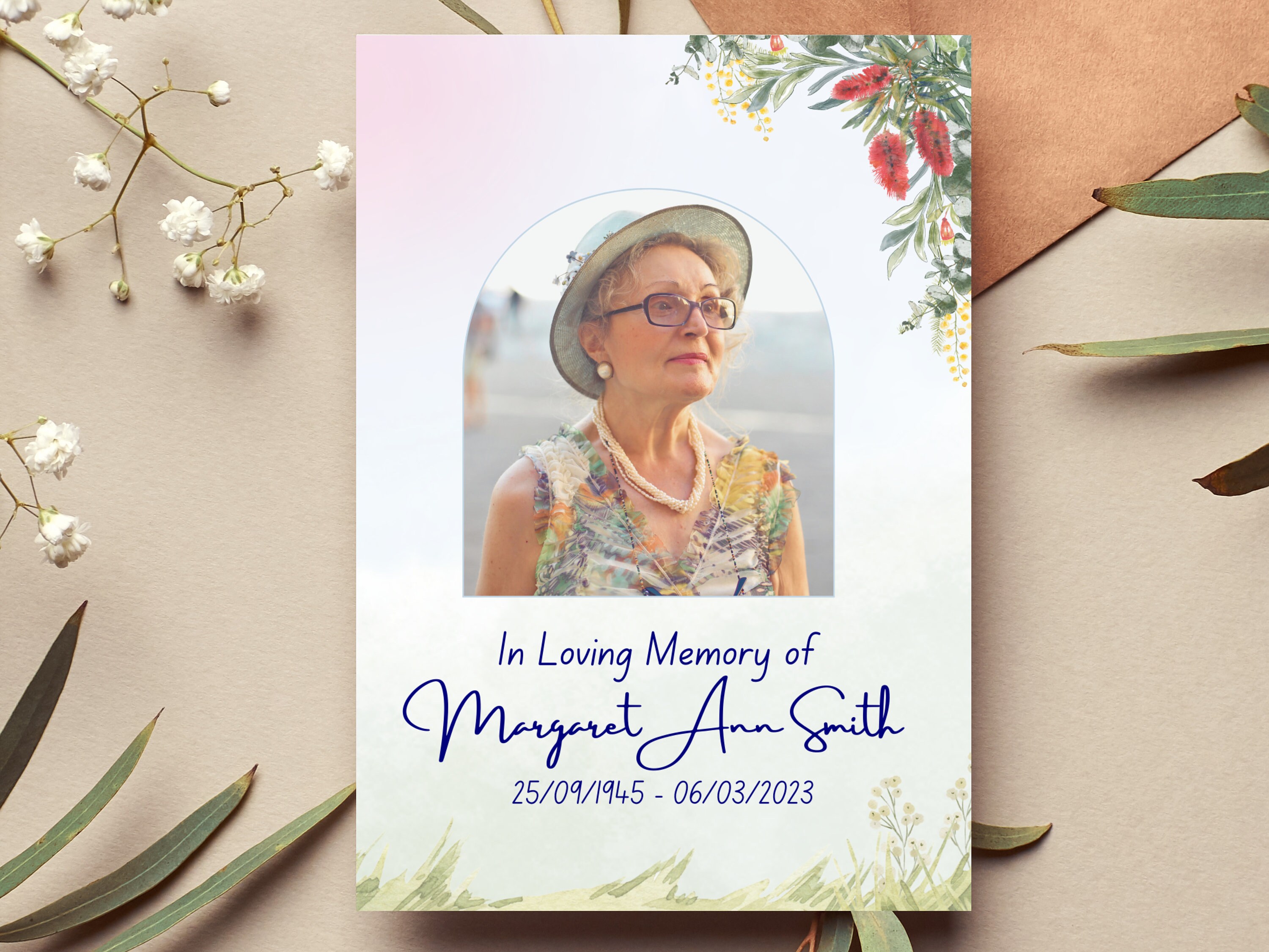 Floral Birds Funeral Program, Memorial Service Program, Printable Order ...