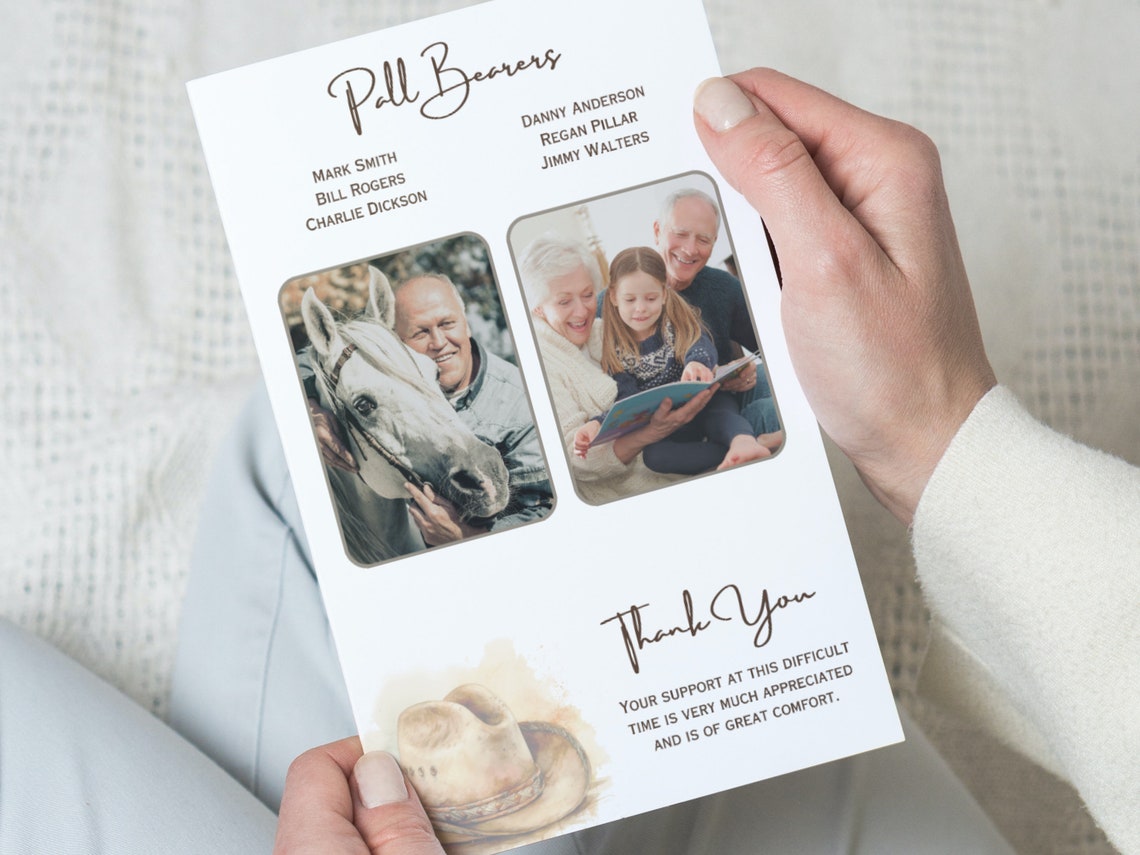 Country & Western Funeral Program, Memorial Service, Printable Order of ...