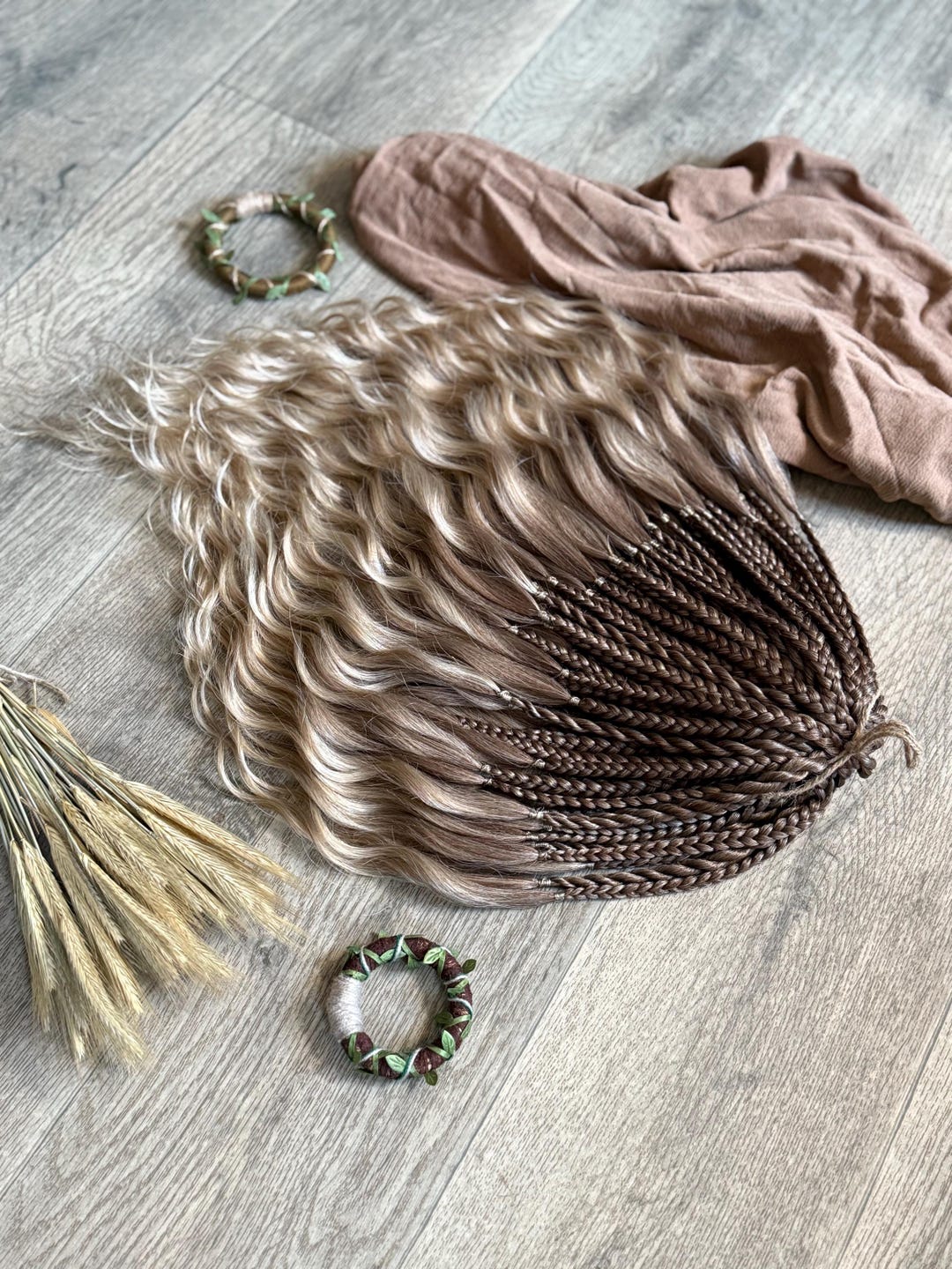 Brown to Blonde Ombre Boho Braids, DE Synthetic Curly Goddess Hair ...