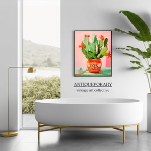 Abstract Cactus Still Life Painting, Modern Still Life Print, Cactus ...
