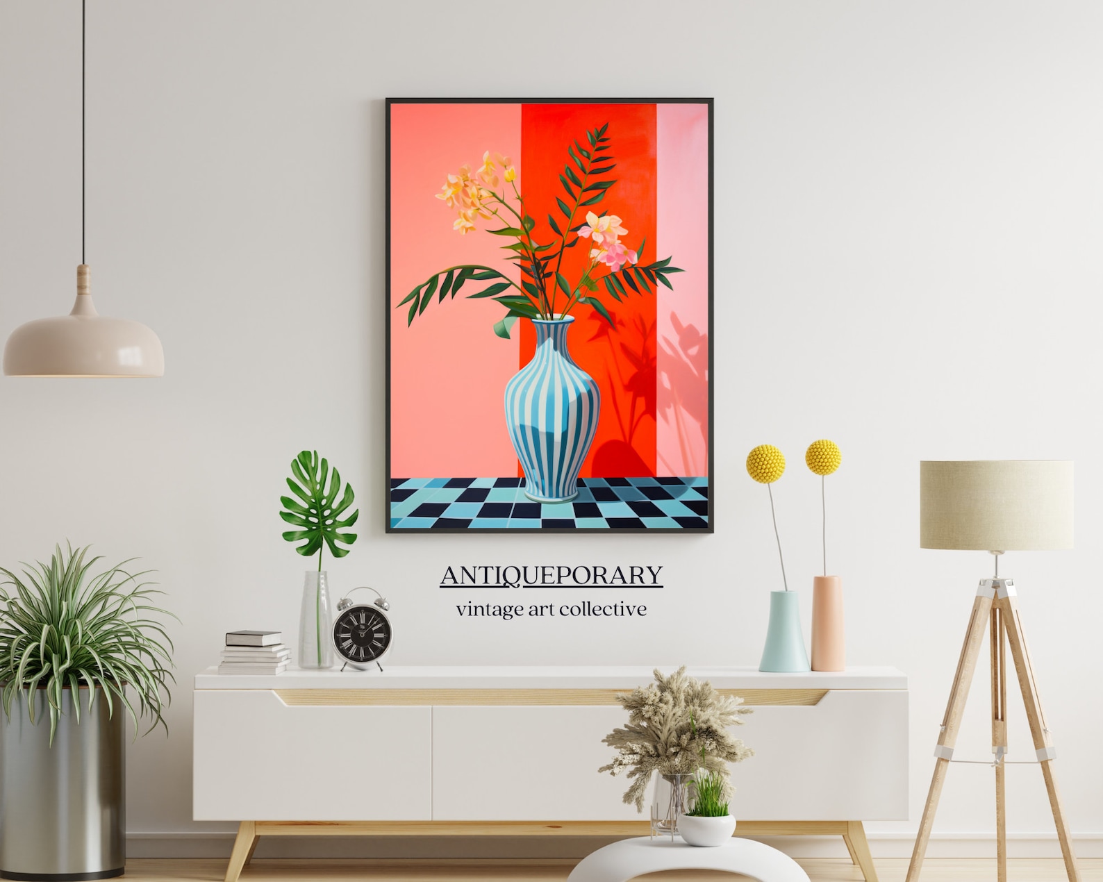 Flower Vase Art Print Abstract Still Life Oil Painting Retro - Etsy