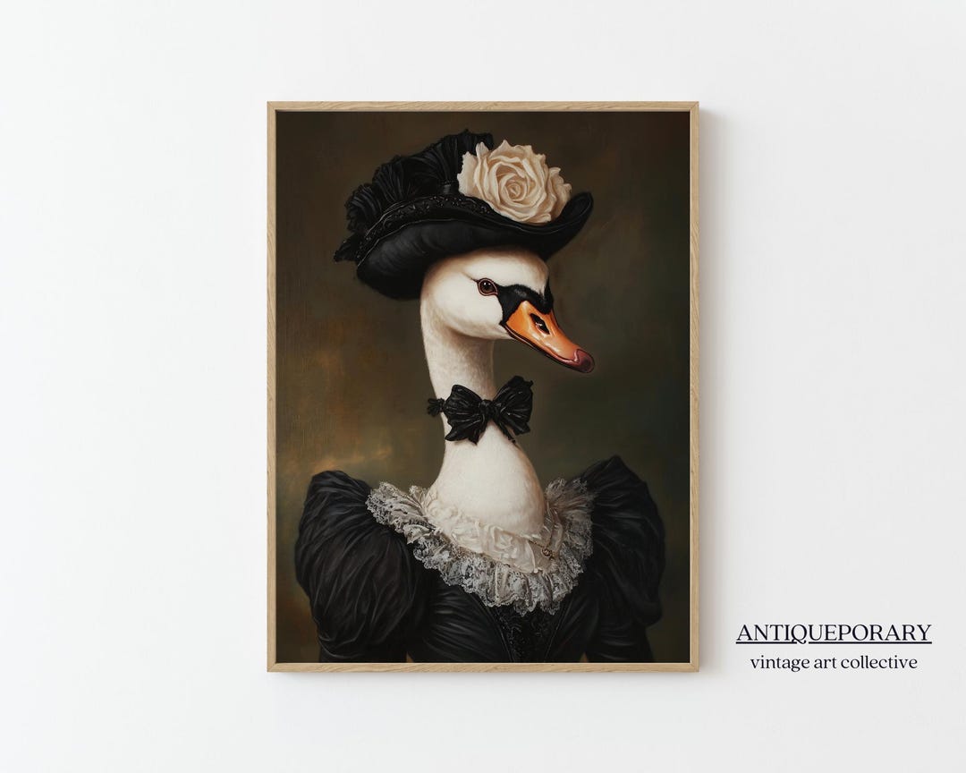 Victorian Animal Portrait, Dressed Animal Print, Royal Lady Swan ...