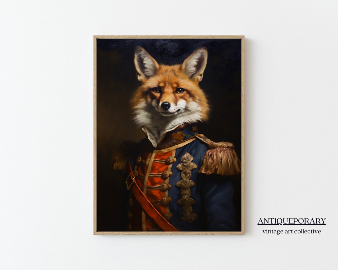 Victorian Animal Portrait, Dressed Animal Art, Royal Fox Vintage Print ...