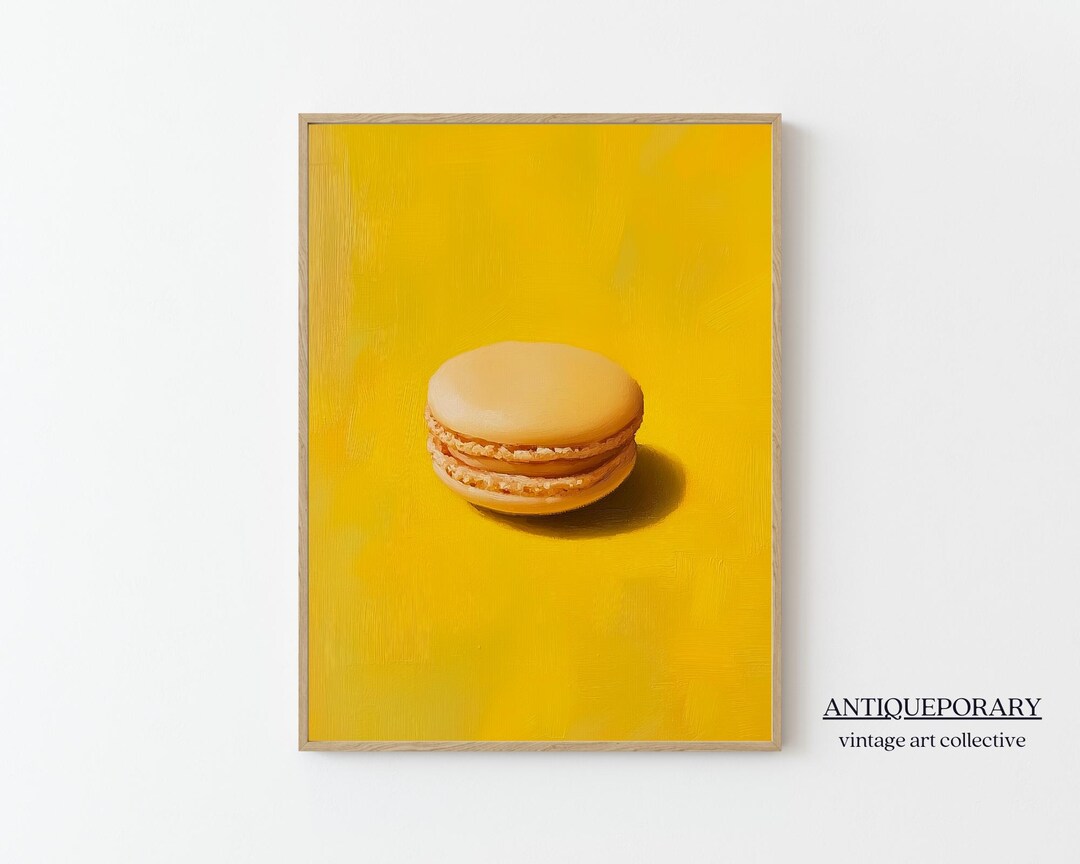 Modern Pop Art, Trendy Macaron Print, Yellow Macaroon Still Life ...