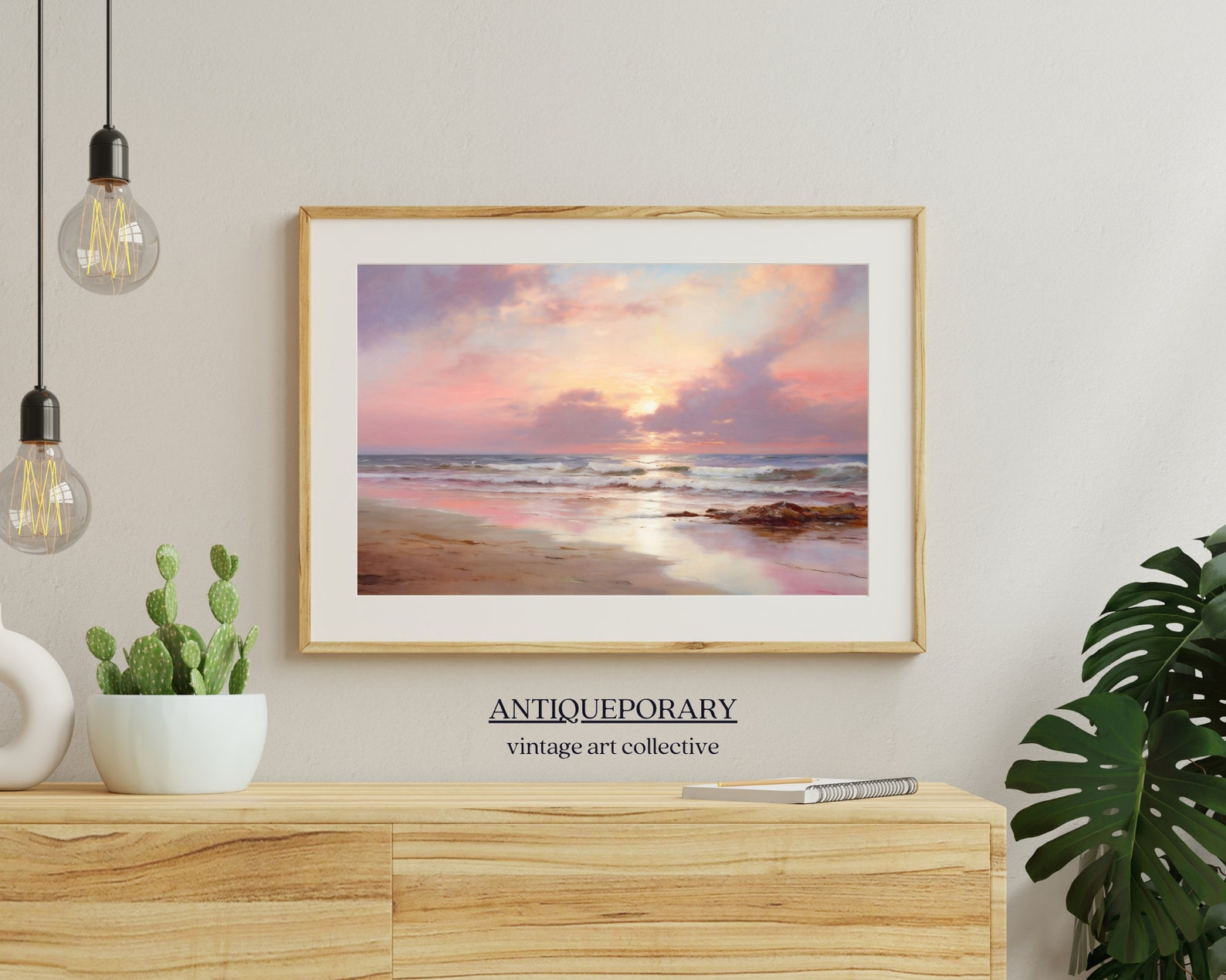Vintage Coastal Sunset Landscape Painting Muted Beach - Etsy