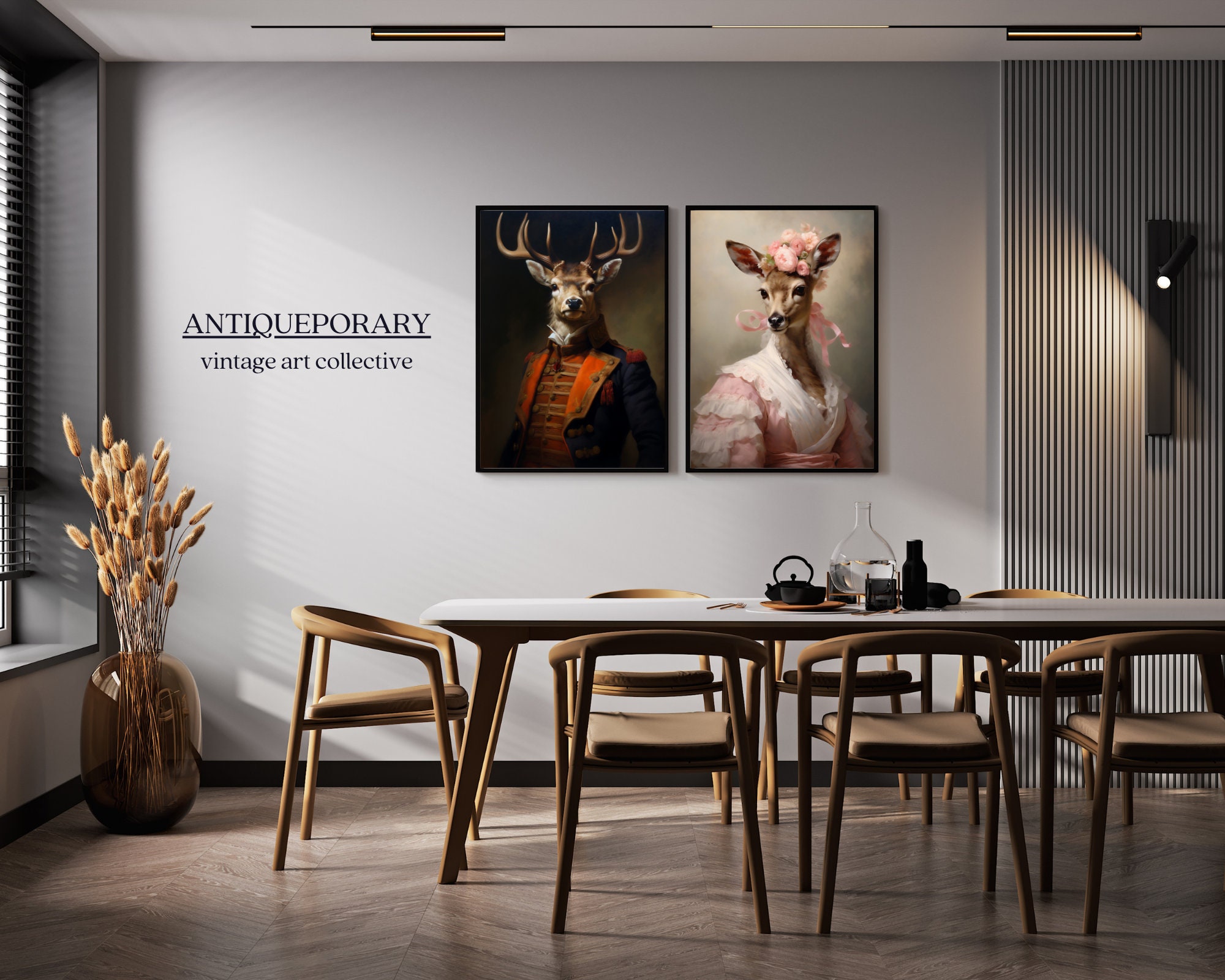 Victorian Animals Portrait, Royal Deer Vintage Print, Renaissance ...