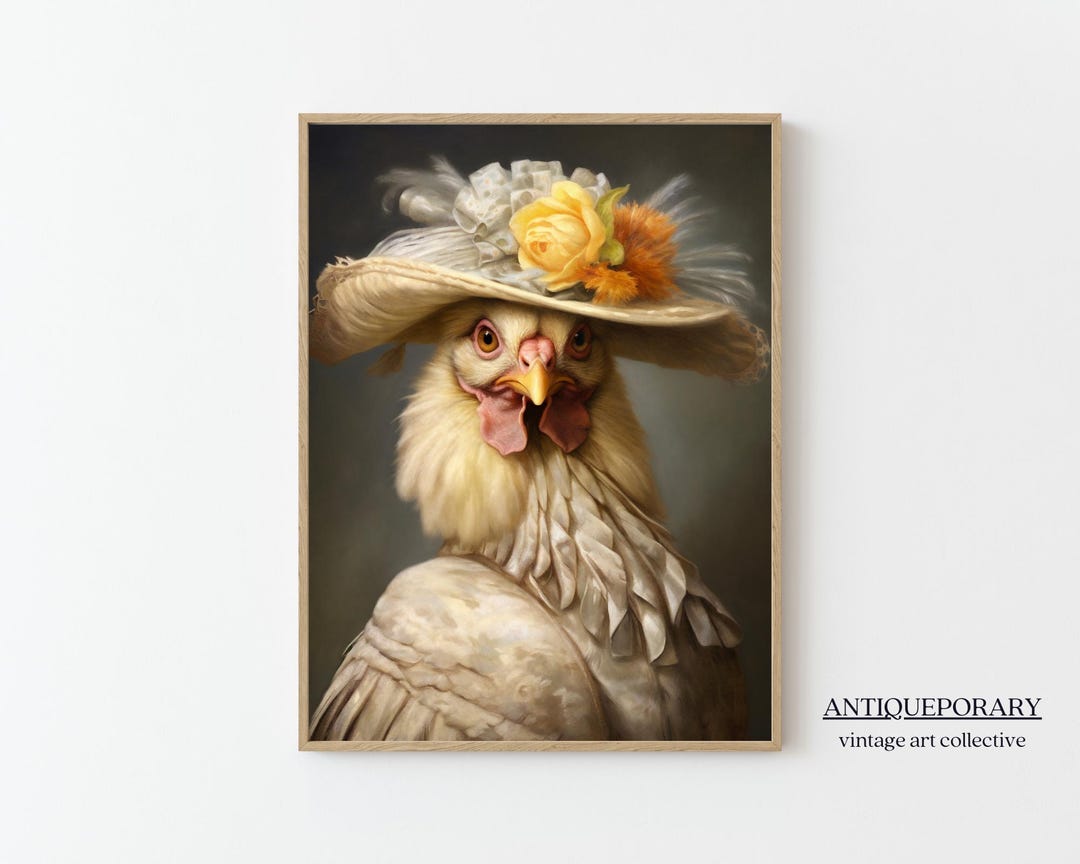Victorian Animals Portrait, Royal Chicken Vintage Print, Renaissance ...