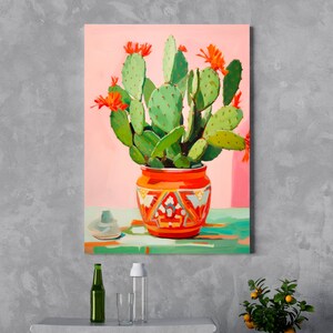 Abstract Cactus Still Life Painting, Modern Still Life Print, Cactus ...