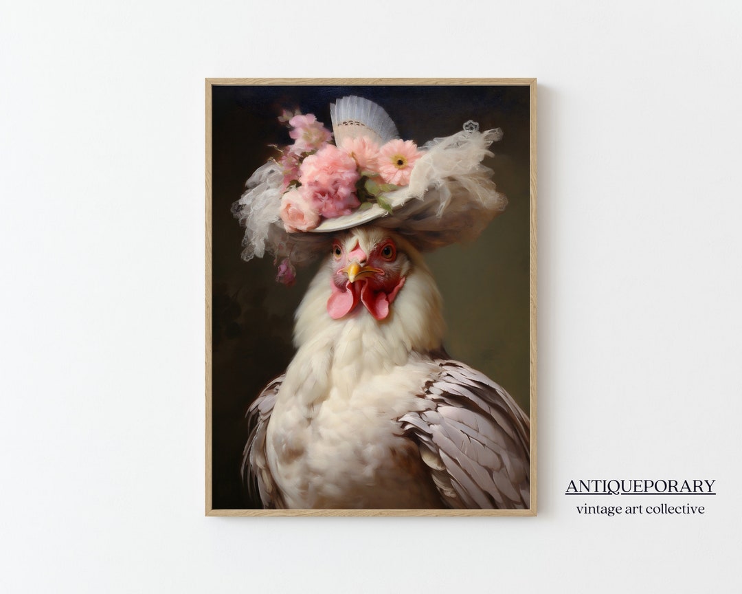 Victorian Animals Portrait, Royal Chicken Vintage Print, Renaissance ...