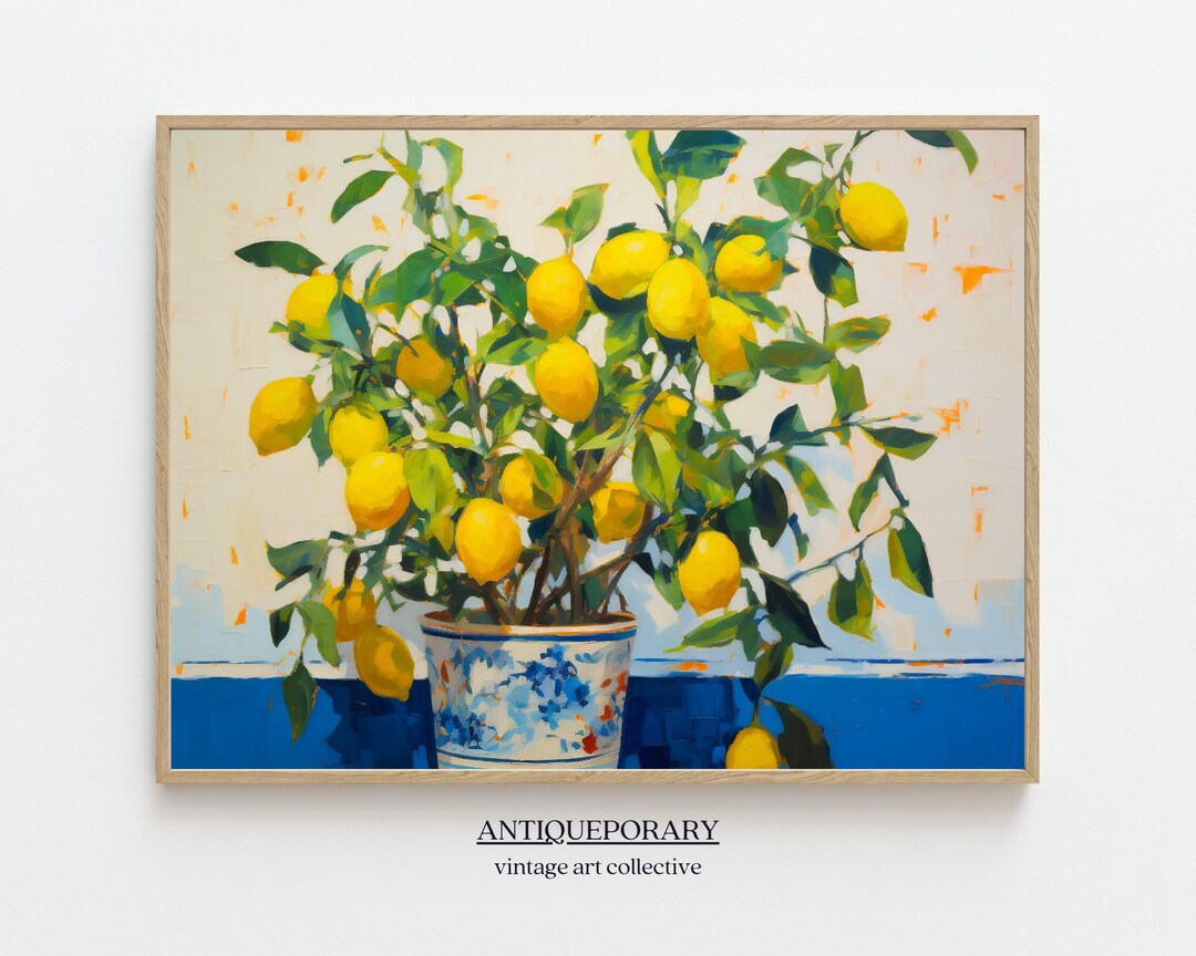 Lemon Tree Oil Painting, Antique Wall Art Gift, Wildflower Printable ...
