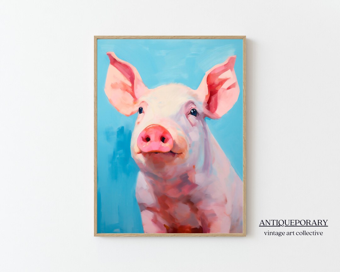 Abstract Pig Painting, Pig Art, Piglet Painting, Pig Decor, Farm ...