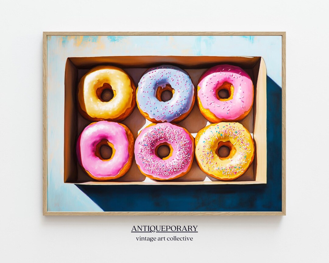 Modern Pop Art Donuts Still Life Painting, Trendy Abstract Wall Art ...