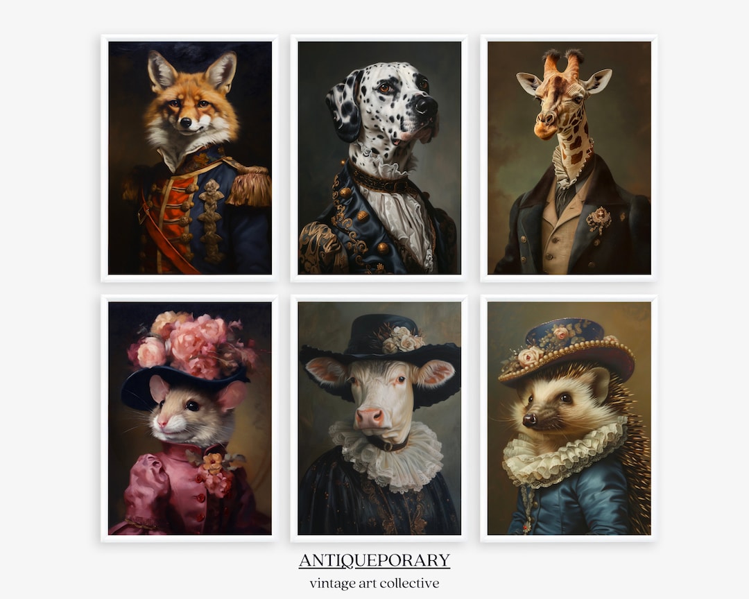 Set of 6 Victorian Animal Portraits, Royal Animal Vintage Print ...