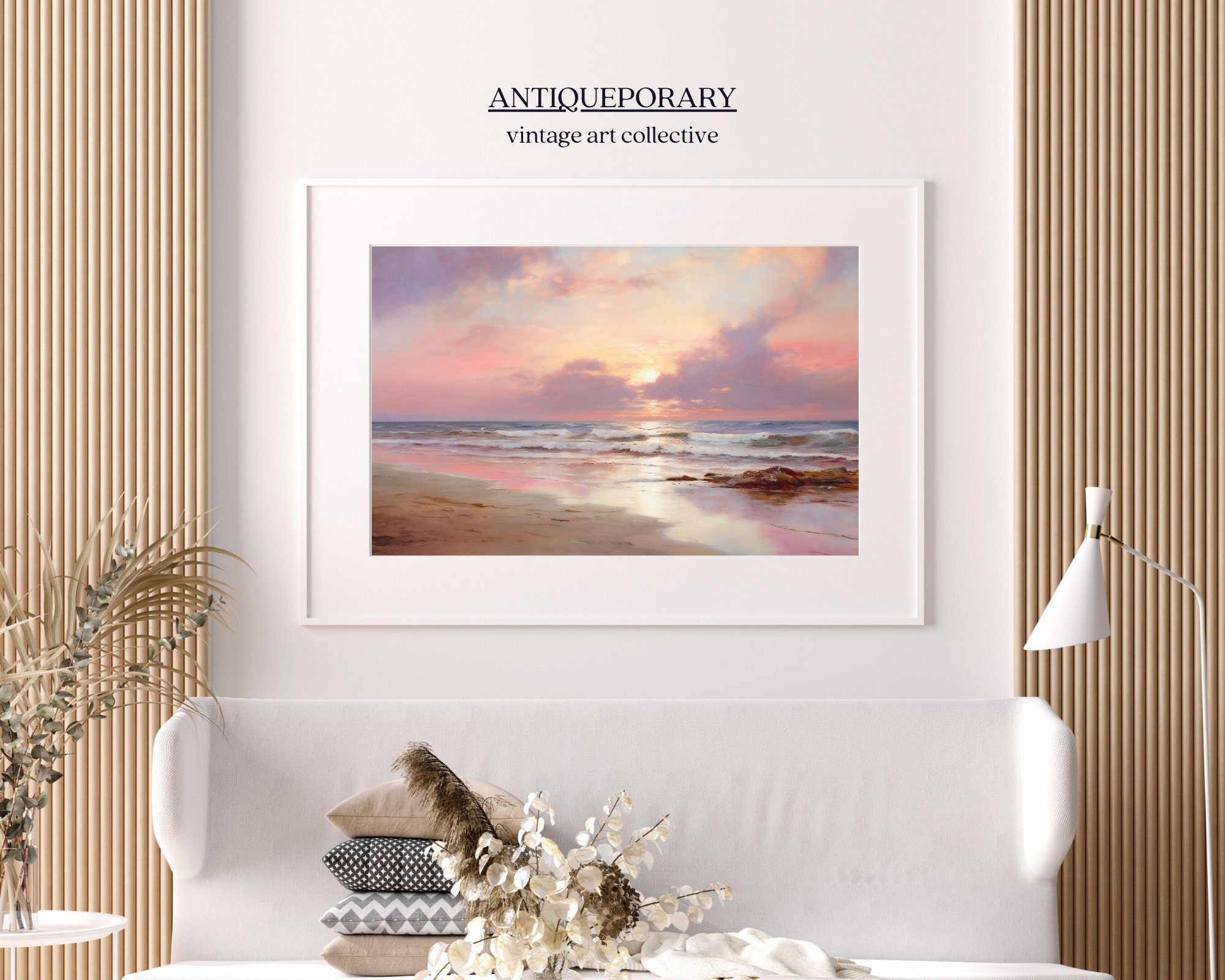 Vintage Coastal Sunset Landscape Painting Muted Beach - Etsy