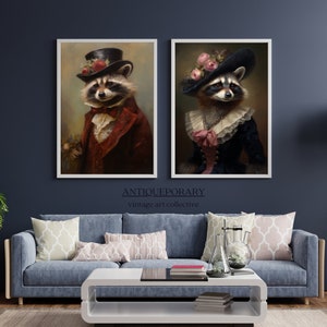 Victorian Animals Portrait, Royal Raccoon Art Print, Renaissance Animal ...
