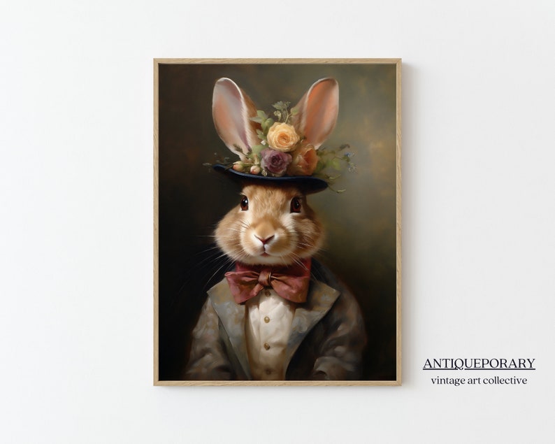 Rabbit Vintage Portrait Victorian Animal Portrait Dressed - Etsy