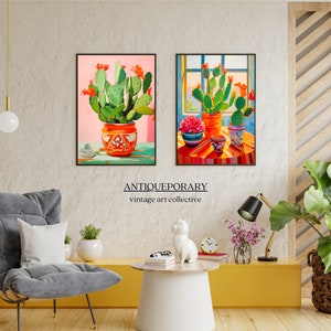 Abstract Cactus Still Life Painting, Modern Still Life Print, Cactus ...