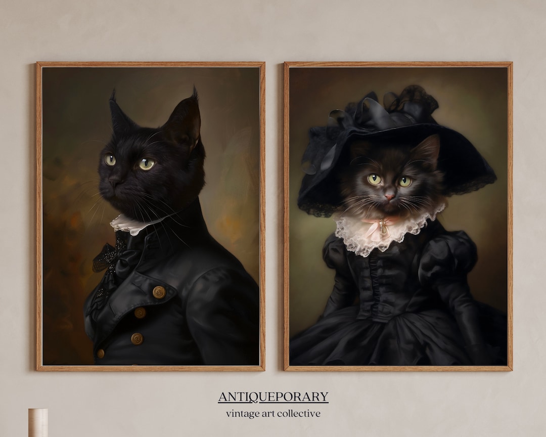 Victorian Animal Portrait, Set of 2, Royal Animal Painting, Dressed ...