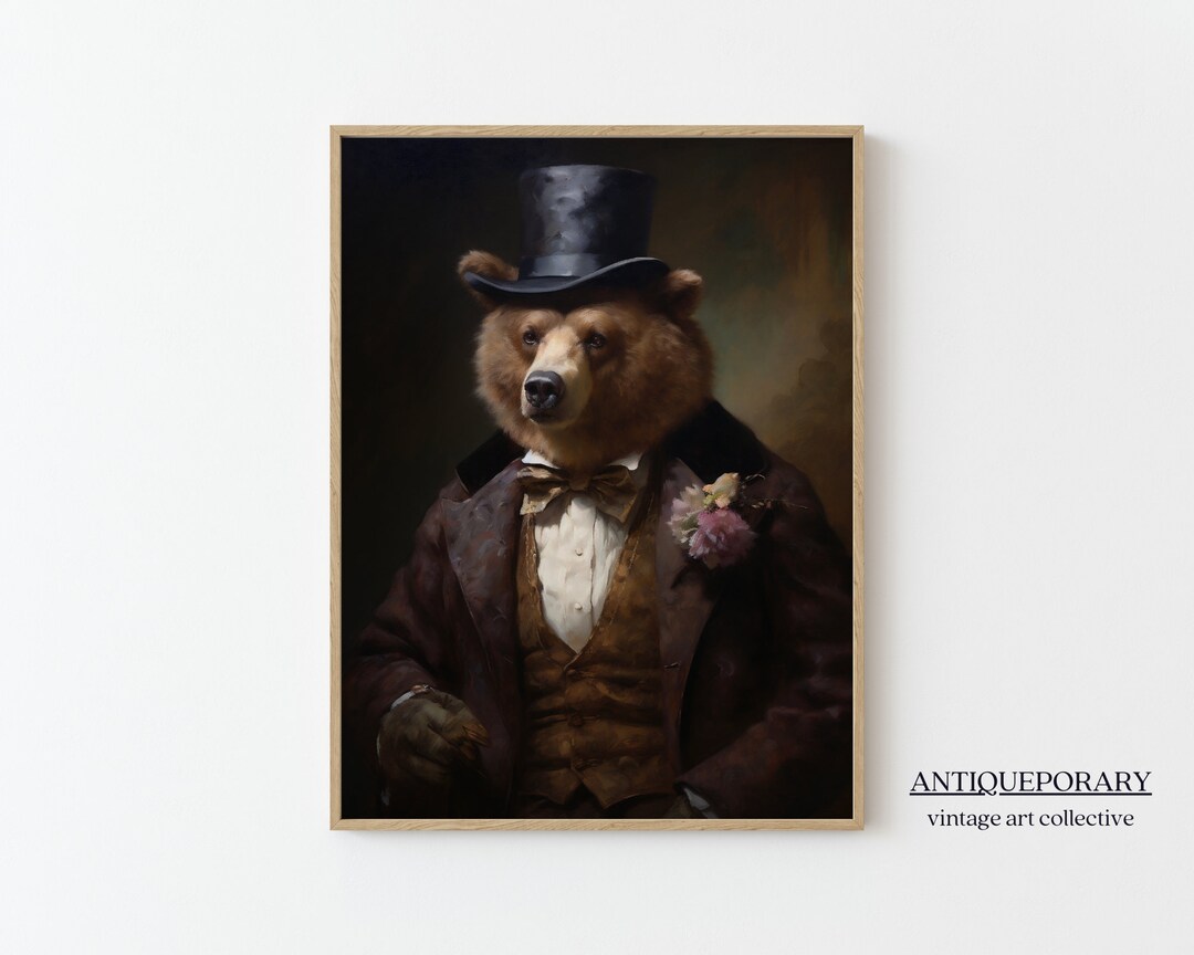 Victorian Animals Portrait, Royal Bear Print, Dressed Animal Print ...