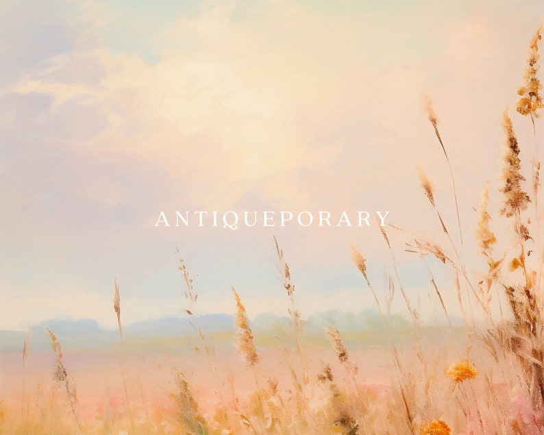 Muted Fall Wildflower Field Landscape Painting Neutral - Etsy