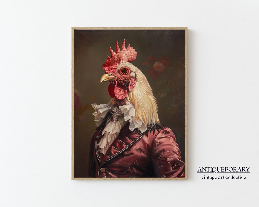 Victorian Animals Portrait, Royal Chicken Vintage Print, Dressed Animal ...