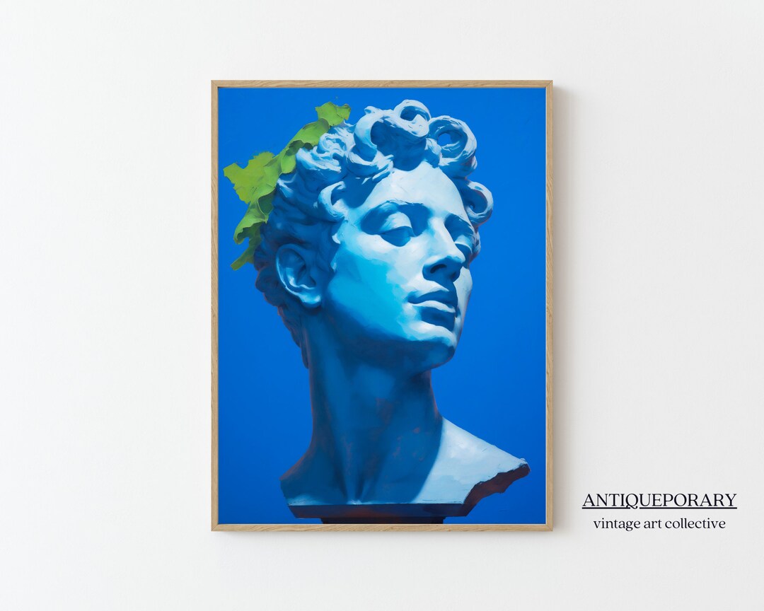 Buy Abstract Bust Statue Painting, Abstract Blue Art, Blue Modern Art ...