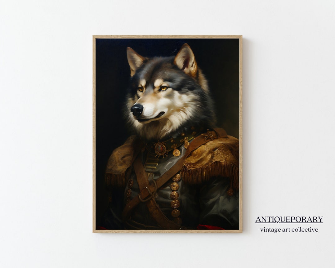 Victorian Animal Portrait, Dressed Animal Print, Royal Wolf Prints ...