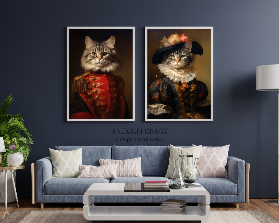 Victorian Animal Portrait Dressed Animal Print Royal Cat - Etsy