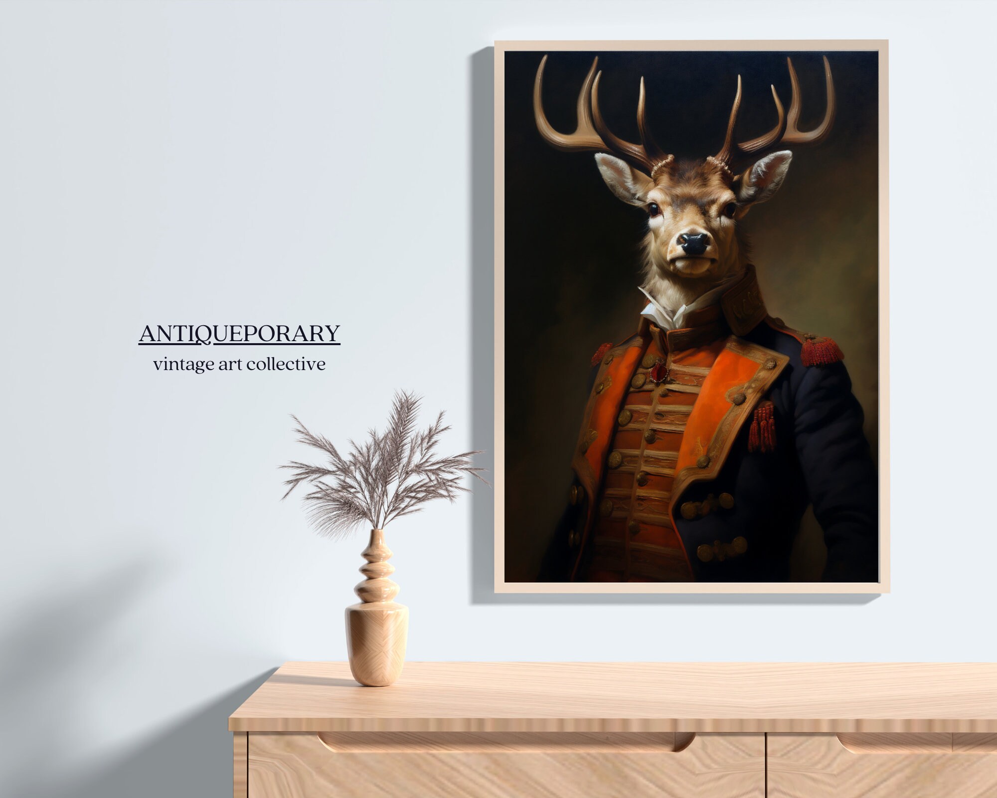 Victorian Animals Portrait, Royal Deer Vintage Print, Renaissance ...