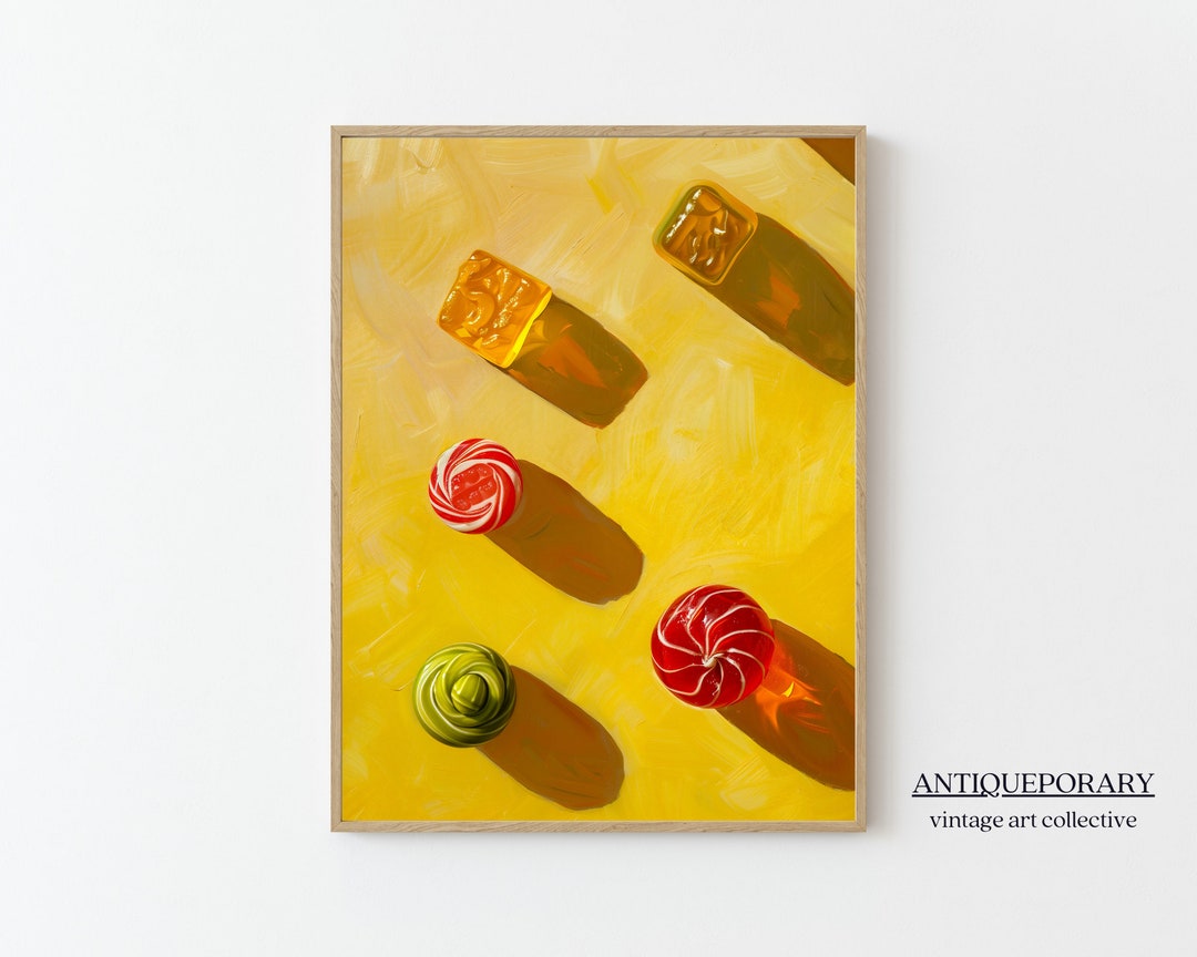 Trendy Retro Art Print, Modern Candy Painting, Colorful Pop Art ...