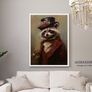 Victorian Animals Portrait, Royal Raccoon Art Print, Renaissance Animal ...