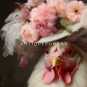 Victorian Animals Portrait, Royal Chicken Vintage Print, Renaissance ...