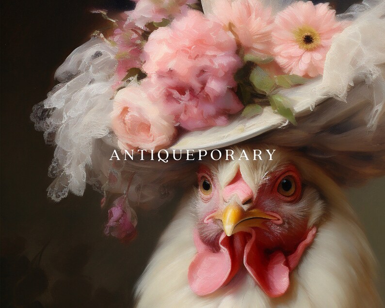 Victorian Animals Portrait, Royal Chicken Vintage Print, Renaissance ...