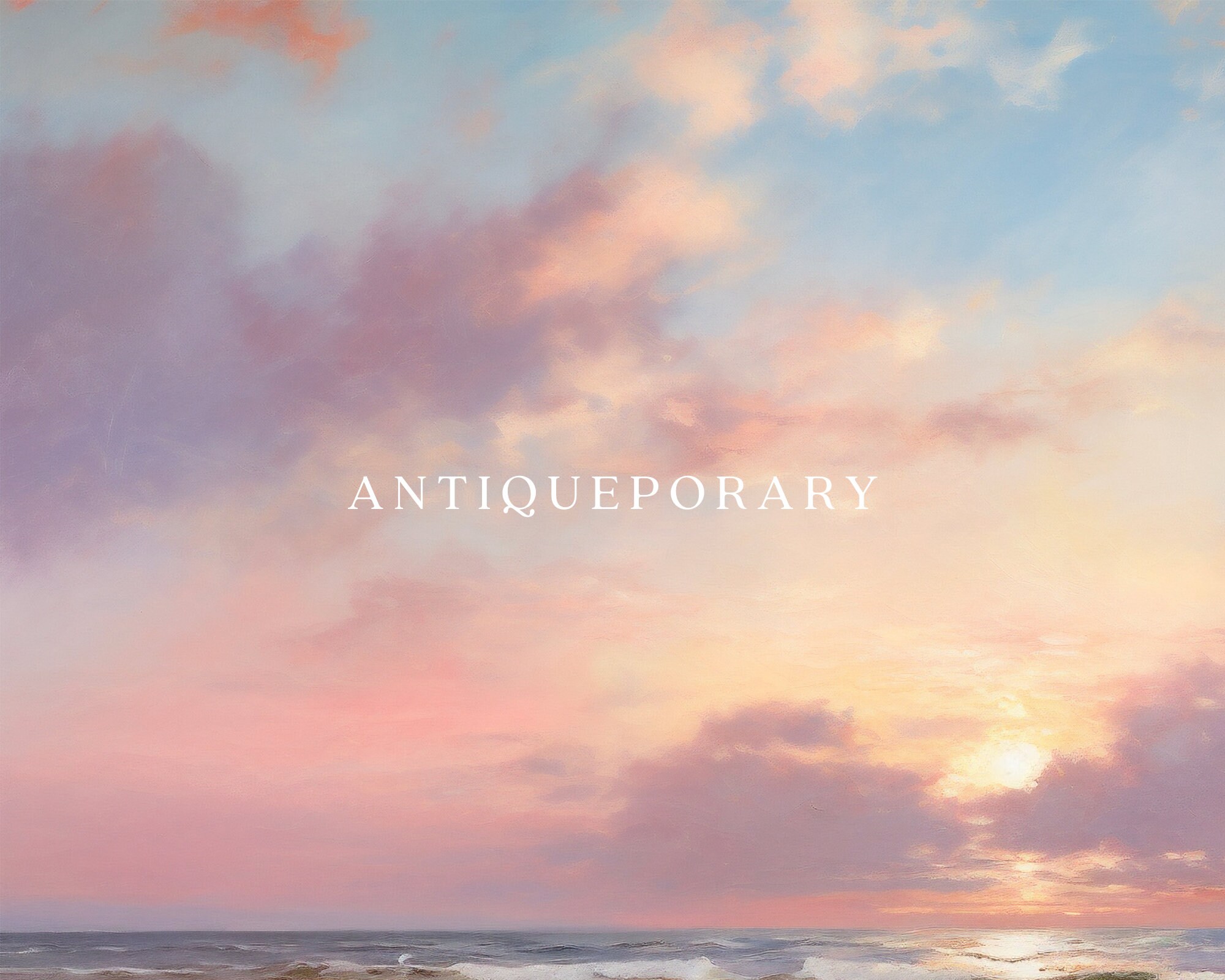 Vintage Coastal Sunset Landscape Painting Muted Beach - Etsy