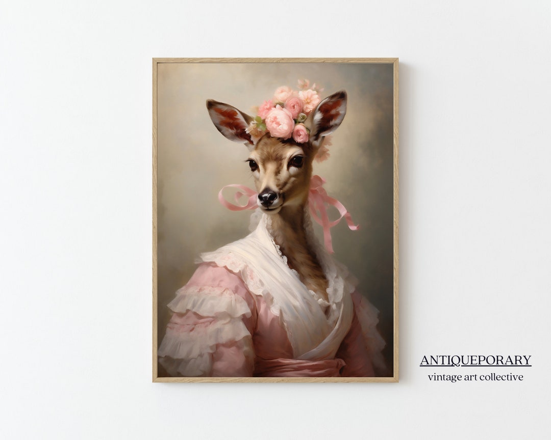 Victorian Animals Portrait, Royal Female Deer Vintage Print ...