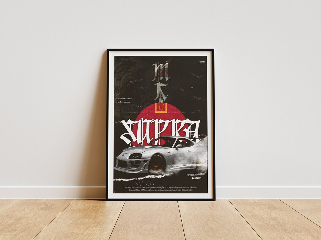 Toyota Supra Poster Design, Supra Mk4 Poster Design, Printable Supra ...