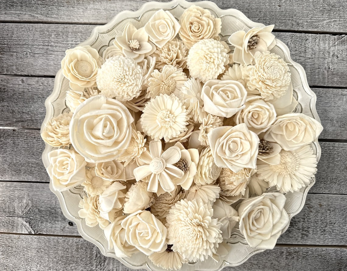 Raw Sola Wood Flower Assortment - 100 Pack | Random Wooden Flowers for ...