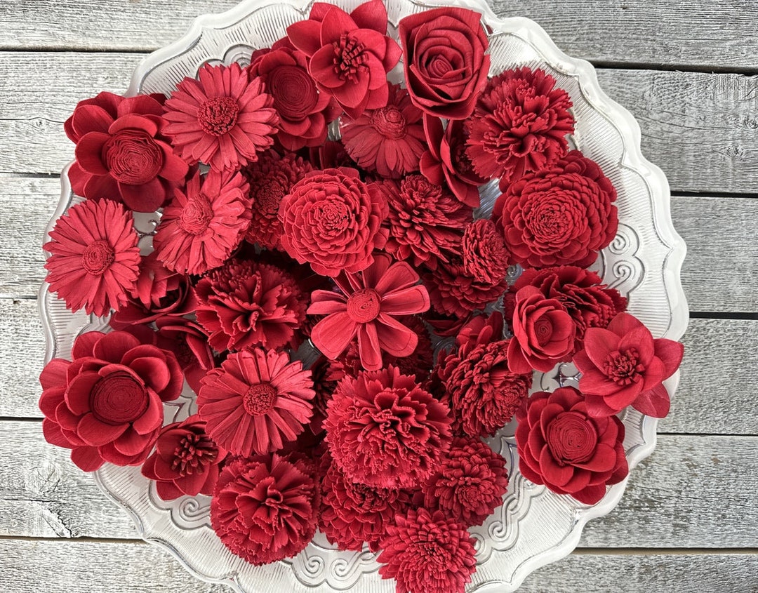 Ruby Red Dyed Sola Flowers - Pack of 12 - Etsy