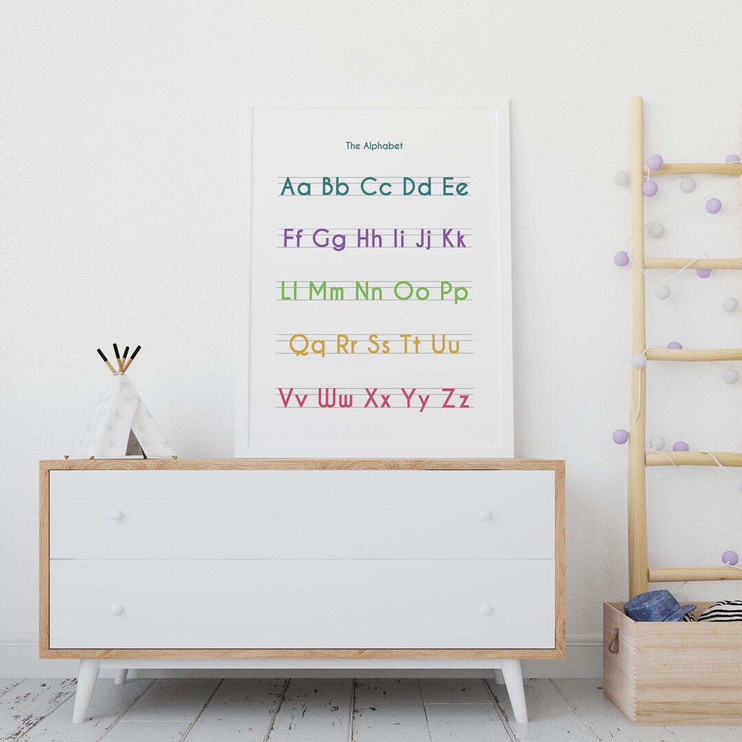 Rainbow Alphabet Poster Printable Chart Educational Wall Art ABC Poster ...