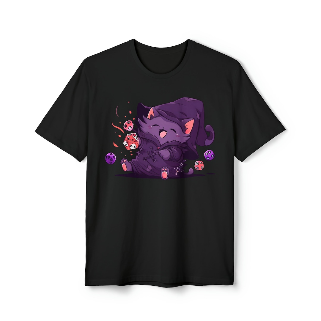 Dnd Warlock Cute Cat Nerd Shirt, DND Funny Shirt, Dungeons and Dragons ...