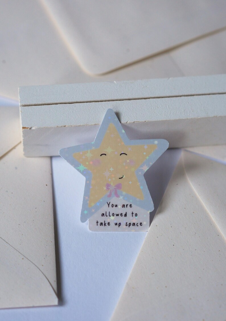 "take up Space" Sticker, Cute Star on a Sky-blue Background, Positive ...