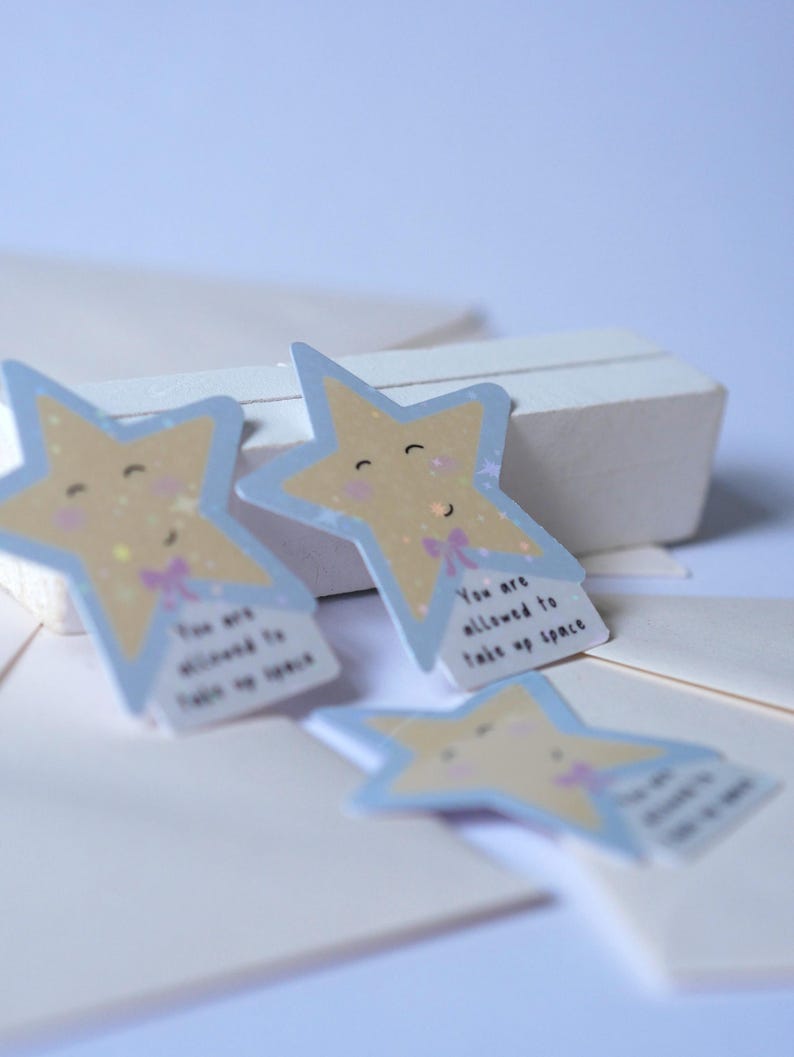 "take up Space" Sticker, Cute Star on a Sky-blue Background, Positive ...